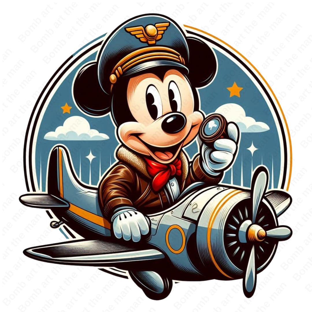 Mickey Mouse Airplane Pillot Clipart, Cute Mickey Png, Mickey Mouse Png ...