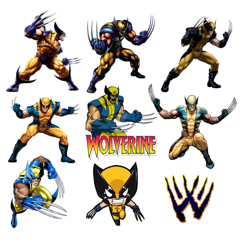 Wolverine Clipart Set, Wolverine Png Bundle, Super Hero Png ...