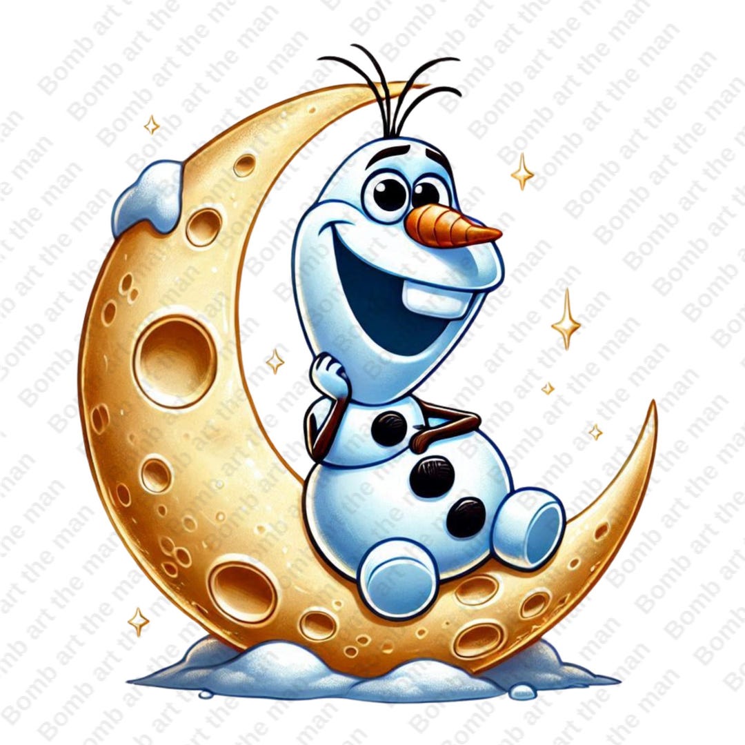 Olaf on the Moon Clipart, Cute Olaf Png, Frozen Clipart, Transparent ...
