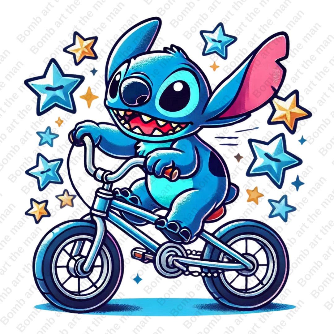 Stitch Bike Clipart, Stitch Bike Png, Cute Cartoon Character ...