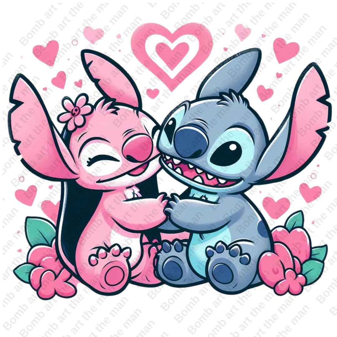 Stitch and Angel Png, Stitch and Angel Clipart, Stitch Love Design ...