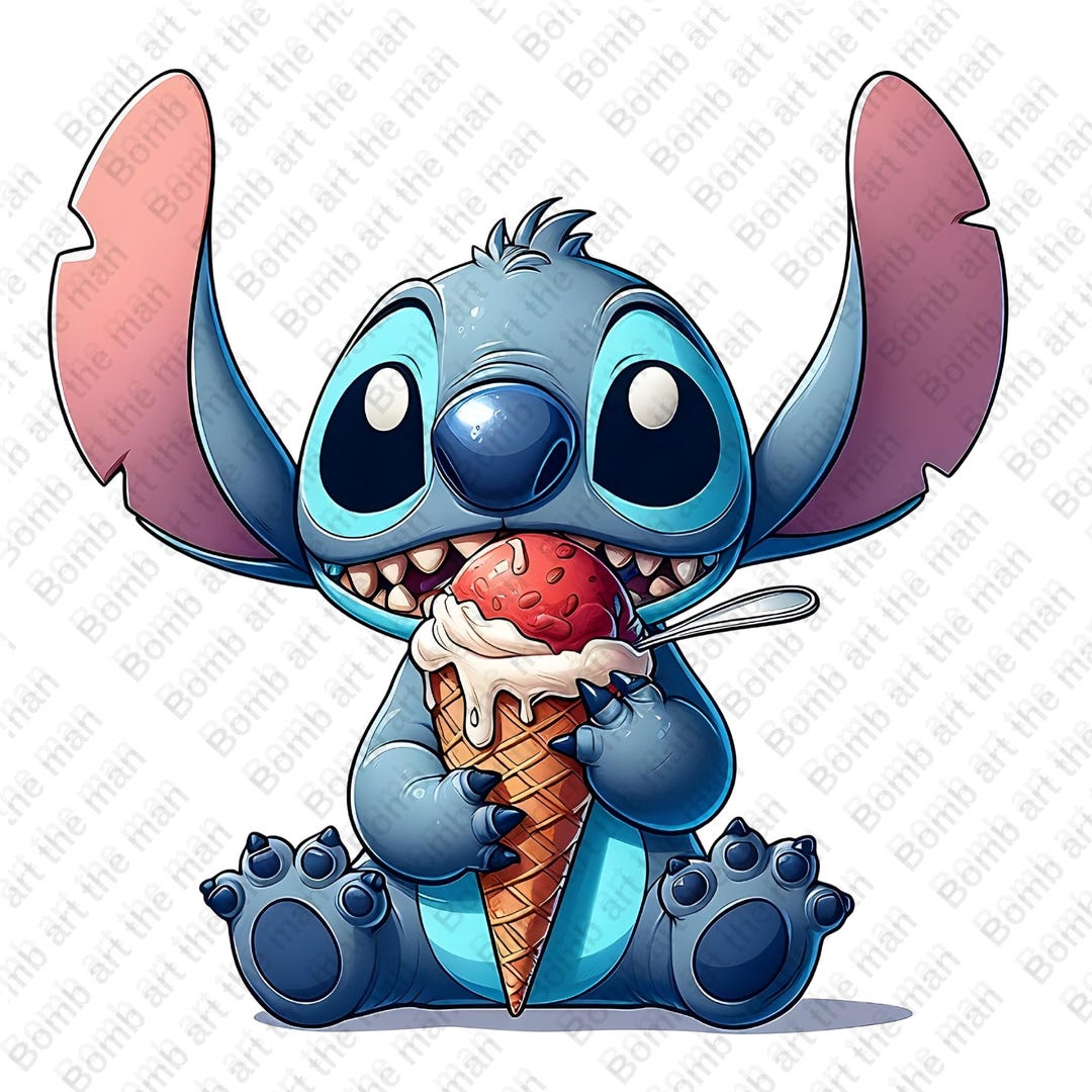 Stitch Ice Cream Clipart, Cute Stitch Clipart, Stitch Png, Transparent ...