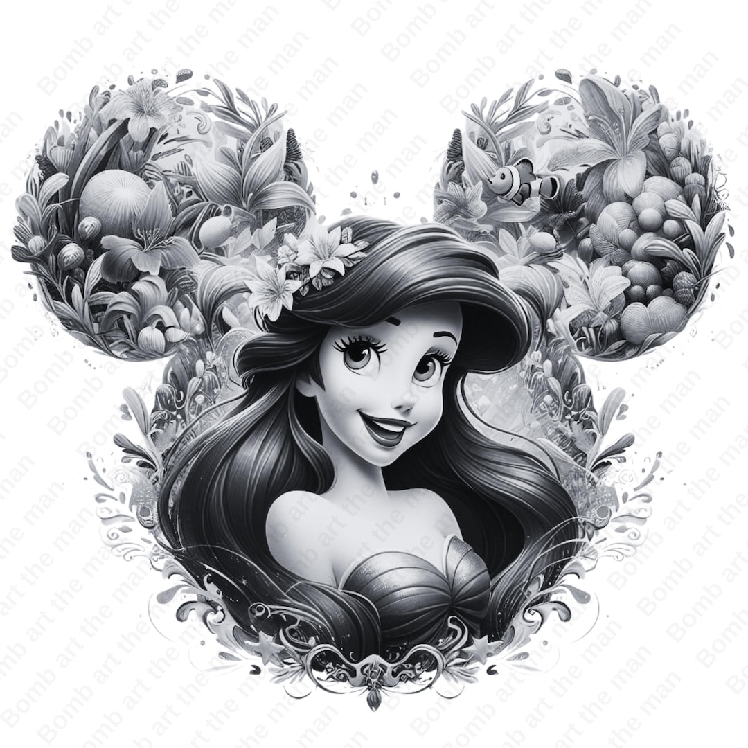 Little Mermaid Clipart Black and White: Classic Silhouette Art for ...