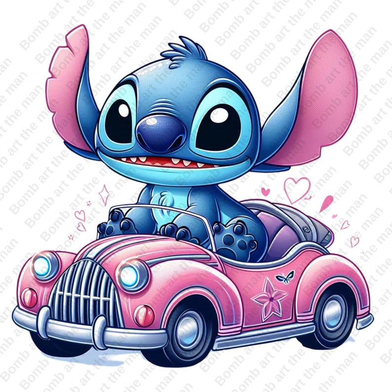Stitch Clipart, Cute Stitch Png, Stitch Car Clipart, Transparent Design ...