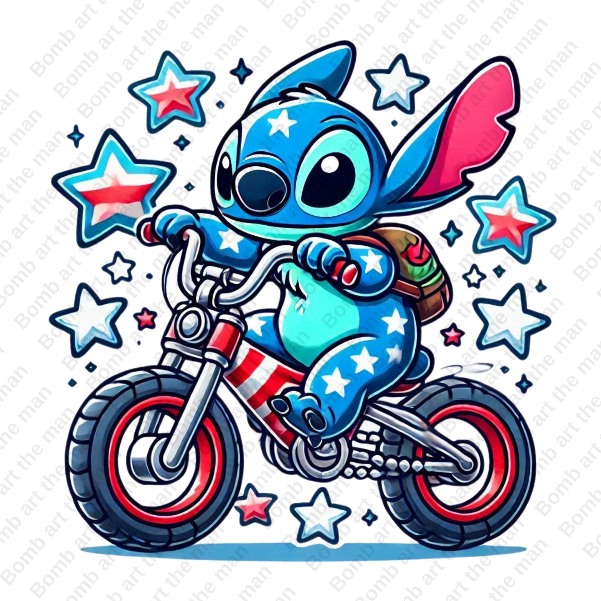 Stitch Bike Clipart, Stitch Bike Png, Cute Cartoon Character ...