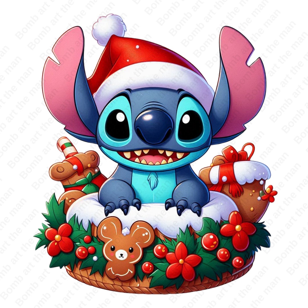 Stitch Christmas Clipart, Cute Stitch Png, Christmas Png, Instant ...