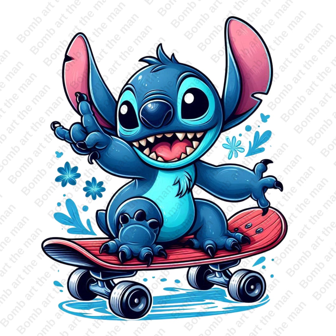 Stitch Cute Clipart, Skateboard Riding Stitch, Transparent Design ...