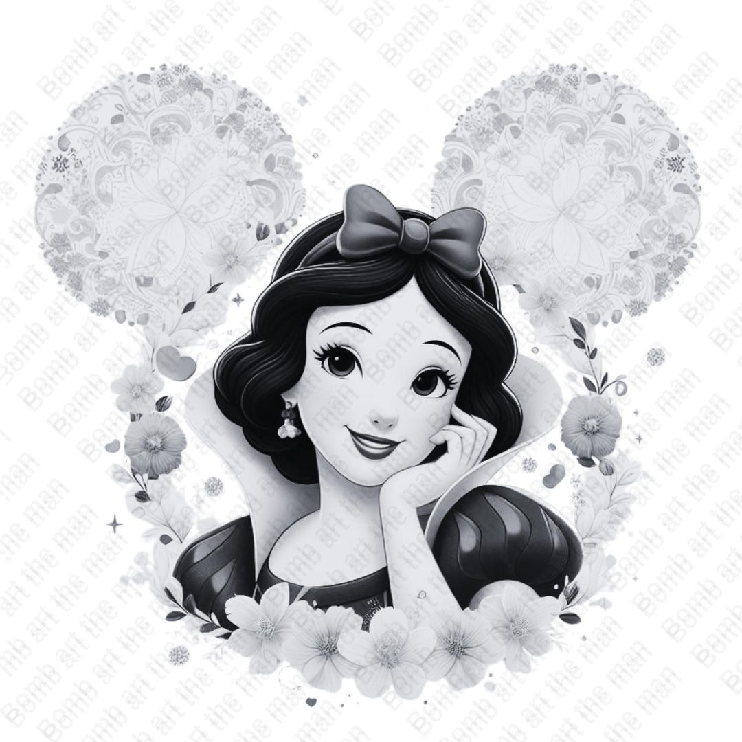 Princess Snow White Clipart, Snow White Png, Black and White Design - Etsy