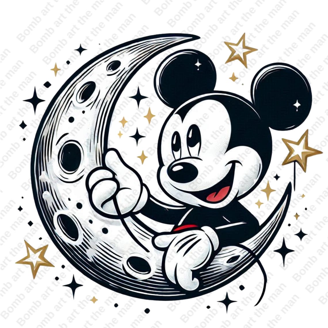 Mickey Mouse on the Moon Clipart, Mickey Mouse Png, Cute Bear Clipart ...
