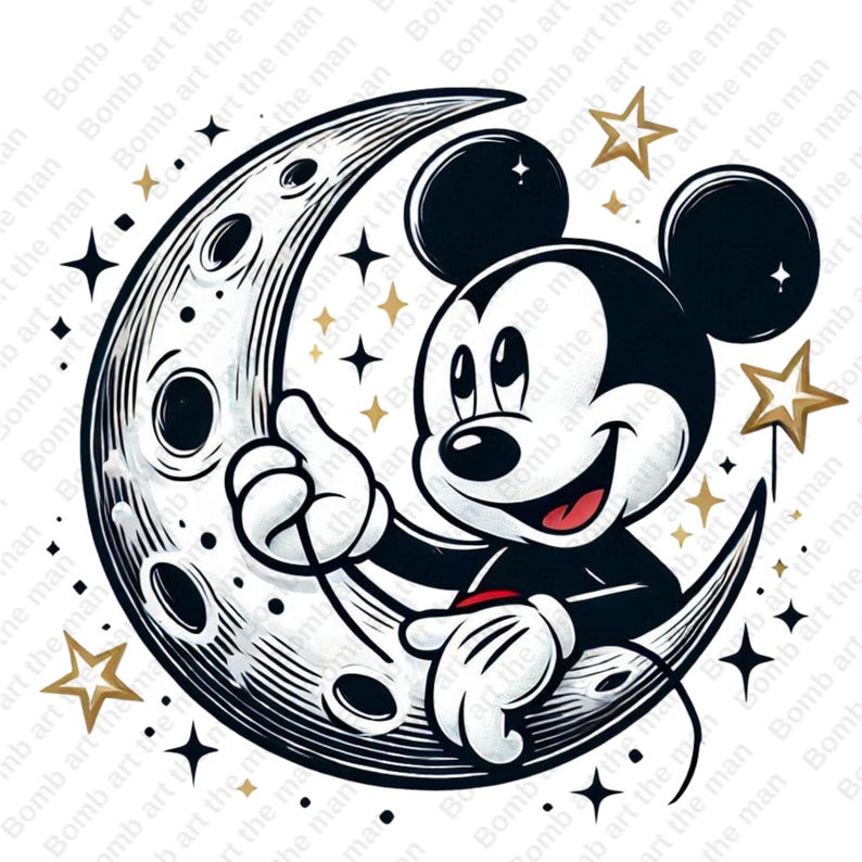 Mickey Mouse on the Moon Clipart, Mickey Mouse Png, Cute Bear Clipart ...