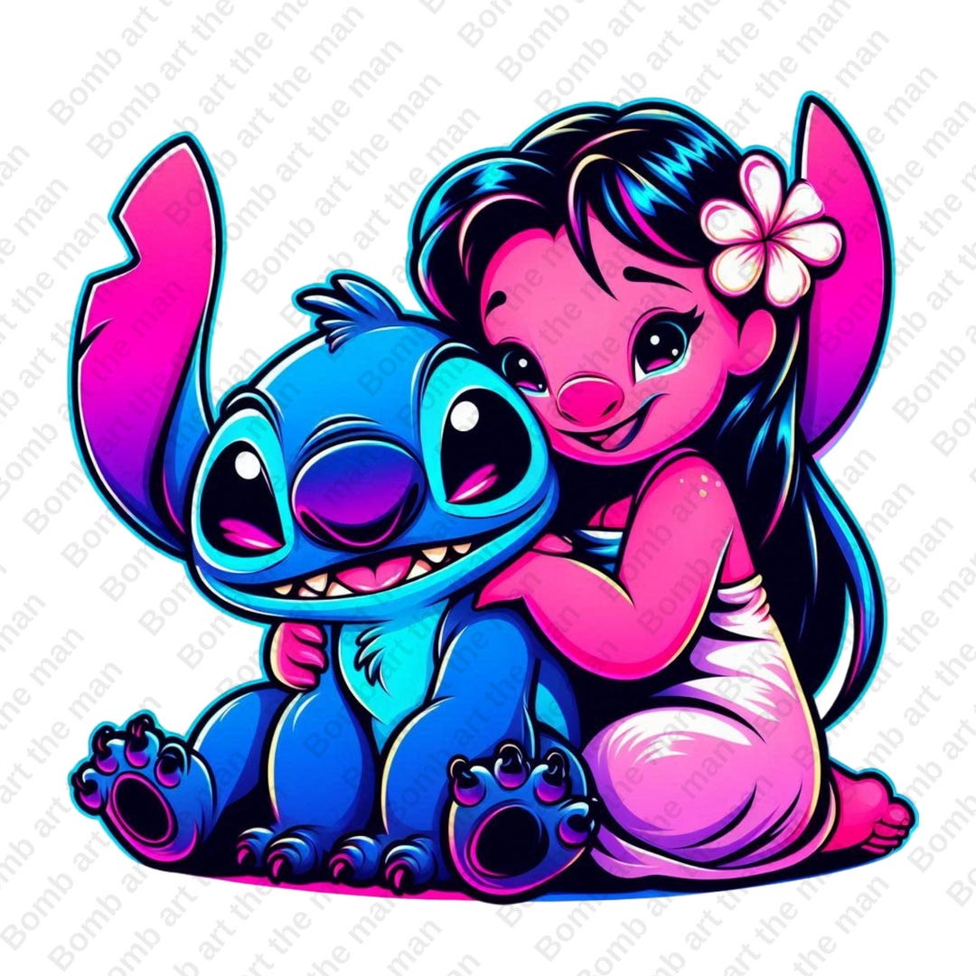 Lilo and Stitch Clipart, Cute Stitch Png, Neon Color Image, Transparent ...