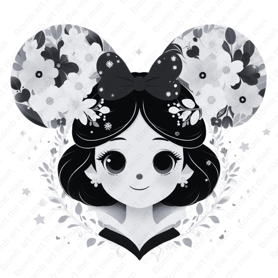 Princess Snow White Clipart, Snow White Png, Black and White Design - Etsy