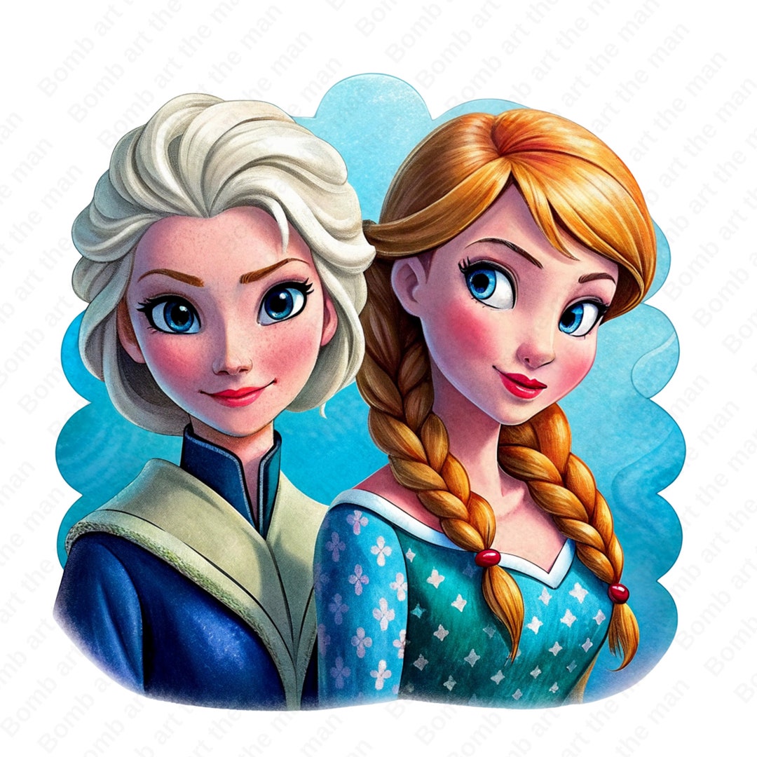 Anna and Elsa Png, Cute Frozen Clipart, Frozen Princess Clipart, Hand ...