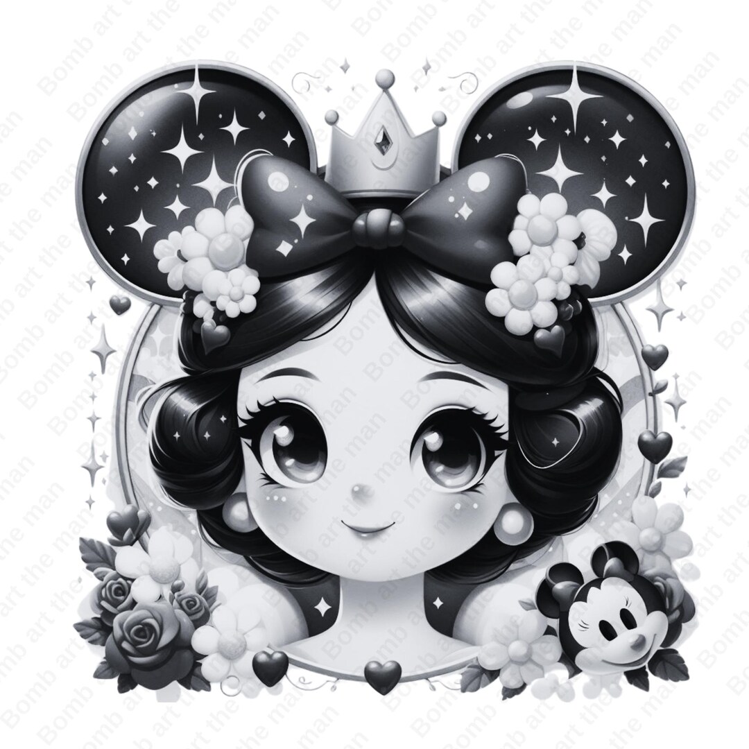 Princess Snow White Clipart, Snow White Png, Black and White Design - Etsy