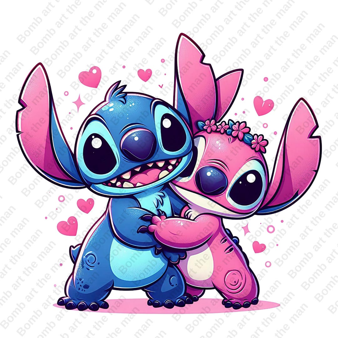 Stitch and Angel Png, Stitch and Angel Clipart, Stitch Love Design ...