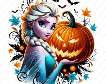 Halloween Clipart, Princess Elsa Clipart, Happy Halloween, Pumpkin ...