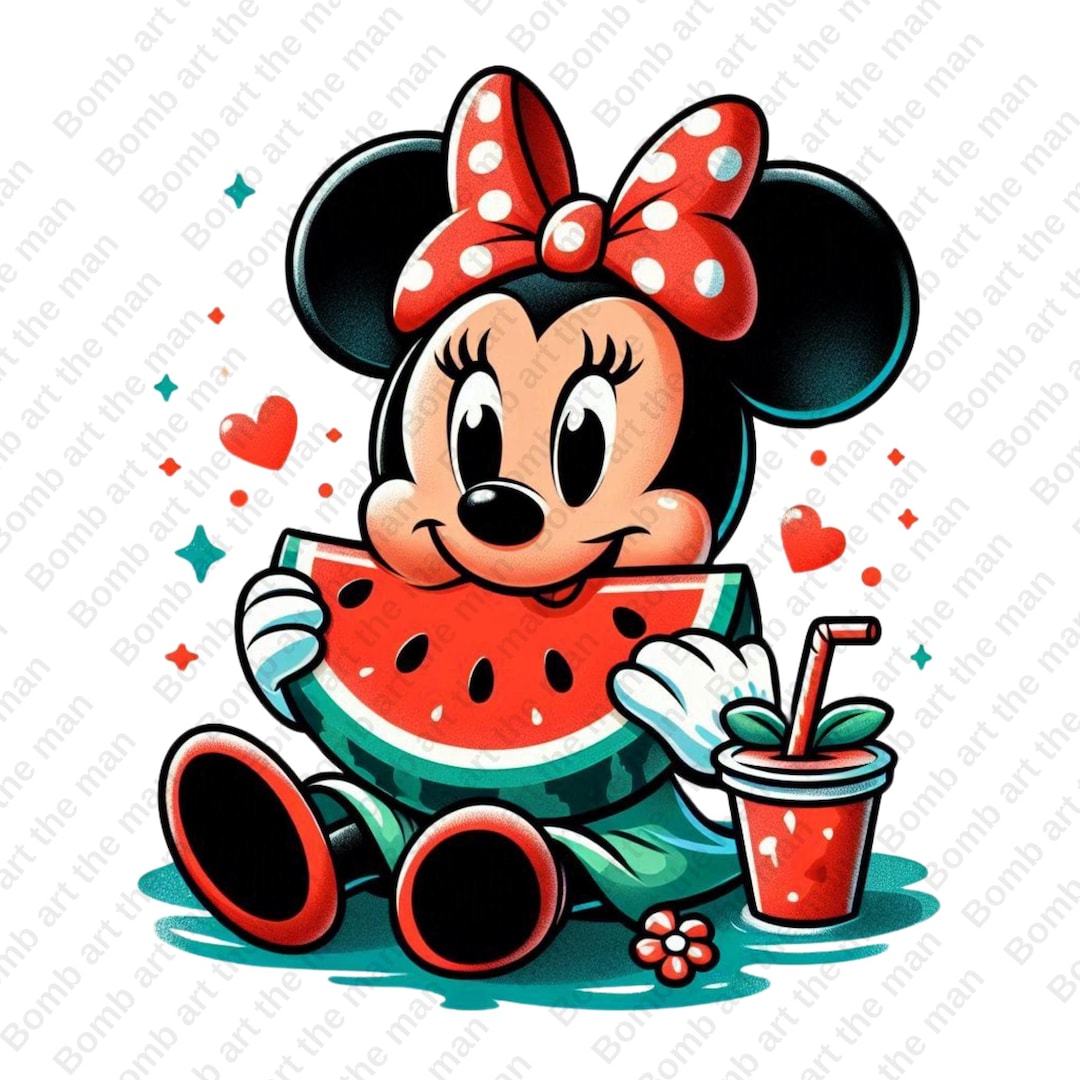 Minnie Mouse Funny Clipart, Minnie Mouse Eating Watermelon, Summer ...