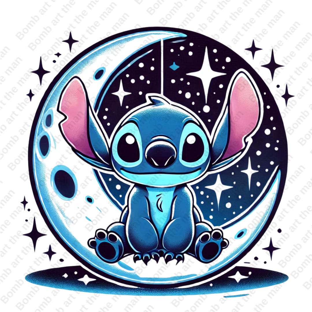 Stitch on the Moon Clipart, Stitch Png, Cute Stitch Clipart ...