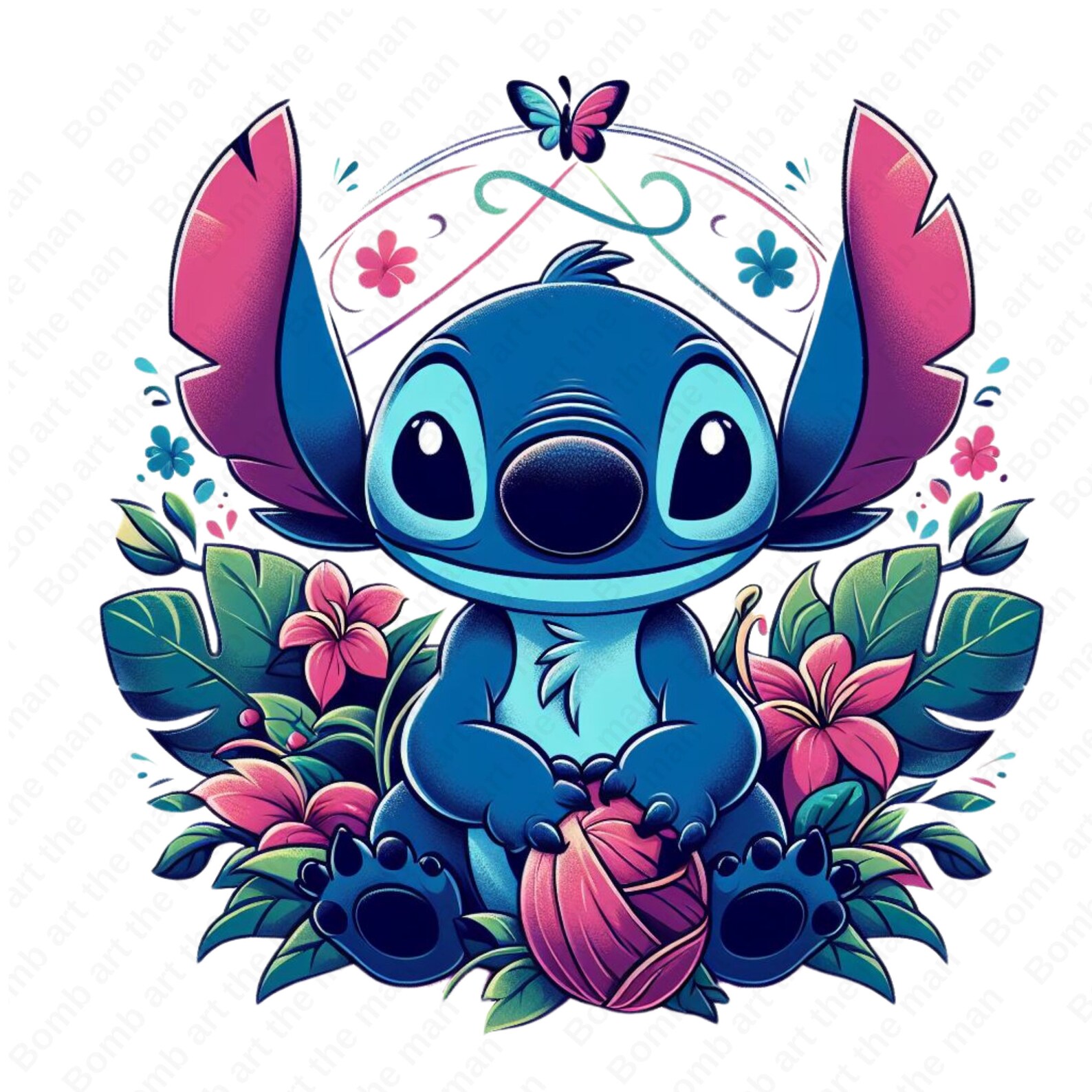 Stitch With Flowers Clipart, Cute Stitch Clipart, Stitch Png ...