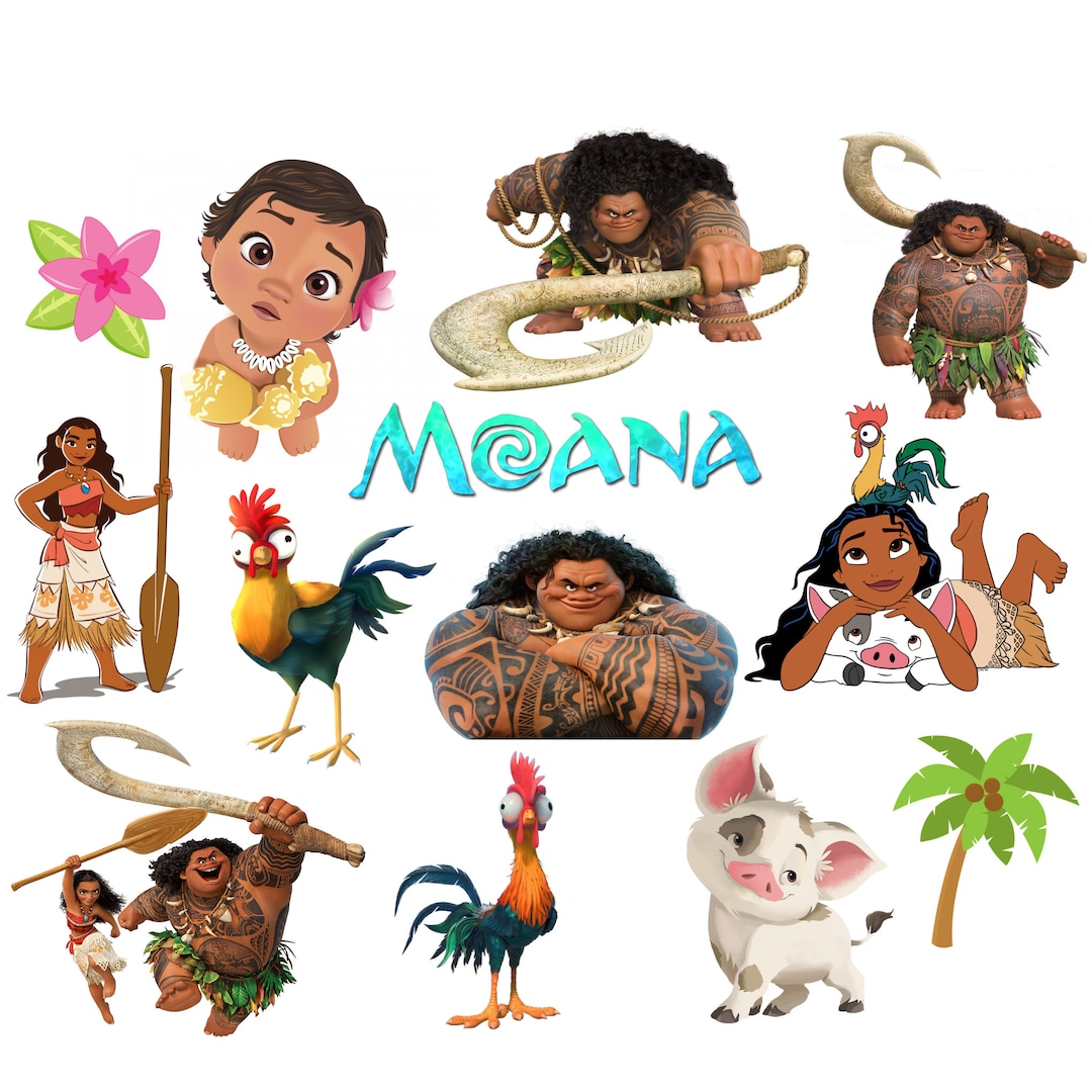 Moana Png Bundle, Moana Clipart Set, Hei Hei Png, Maui Png, Instant ...