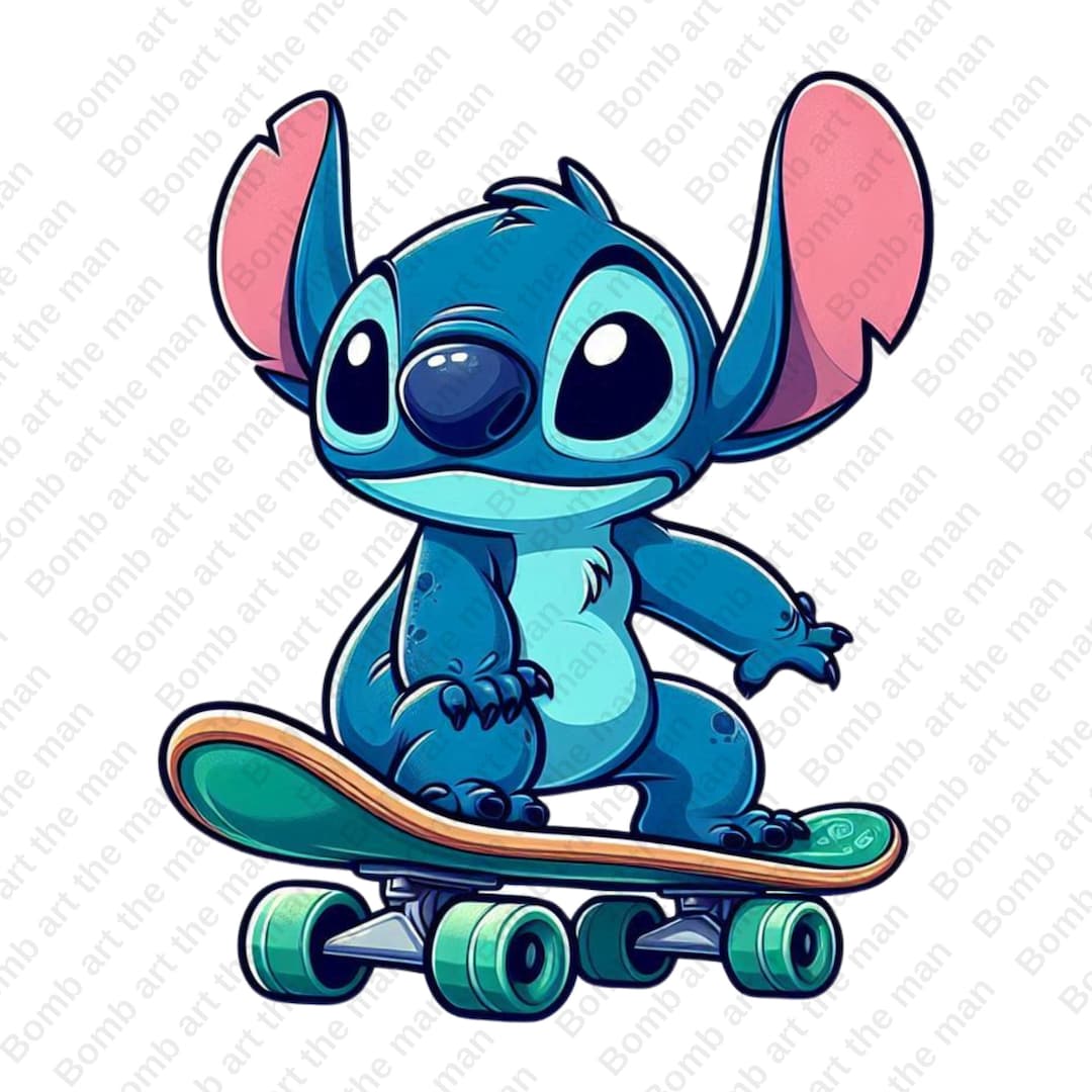 Stitch Cute Clipart, Skateboard Riding Stitch, Transparent Design ...