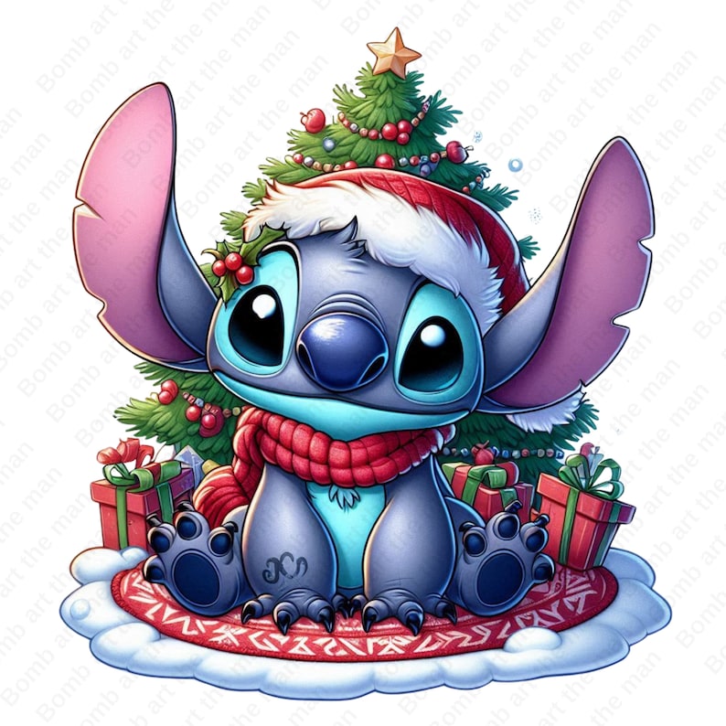 Stitch Christmas Clipart, Cute Stitch Png, Christmas Clipart, Instant ...