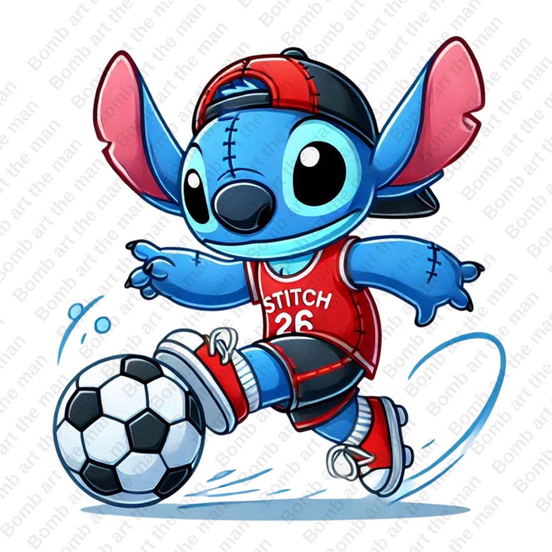 Stitch Soccer Clipart, Stitch Football Png, Cute Character, Transparent ...