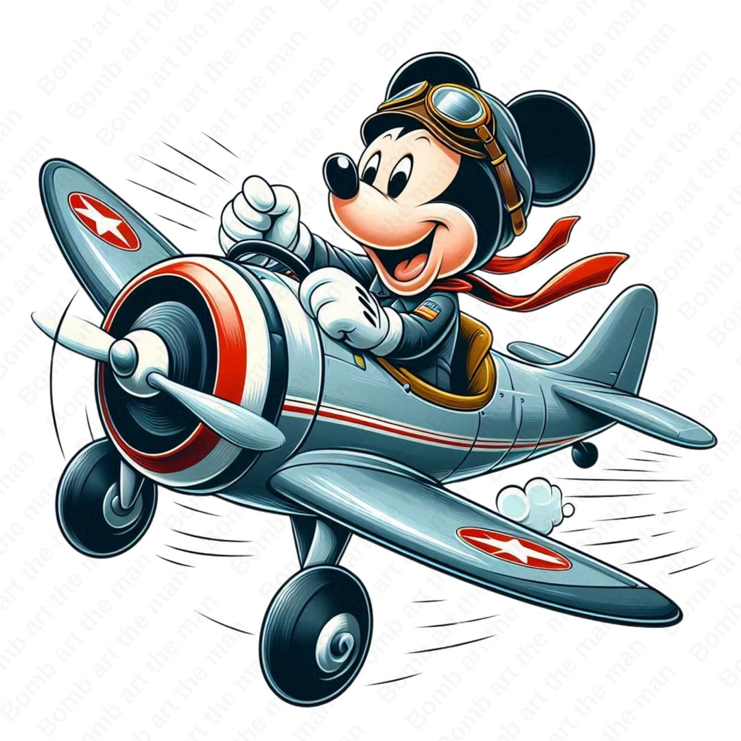 Mickey Mouse Airplane Pillot Clipart, Cute Mickey Png, Mickey Mouse Png ...