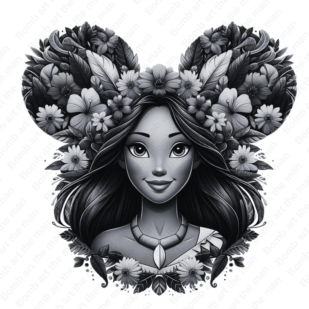 Princess Pocahontas Clipart, Princess Pocahontas Png, Black and White ...
