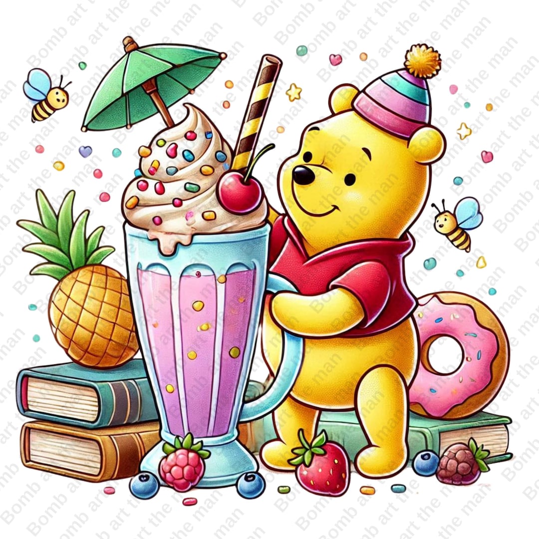 Winnie the Pooh Milkshake Clipart, Winnie the Pooh Kitchen Png, Cute ...