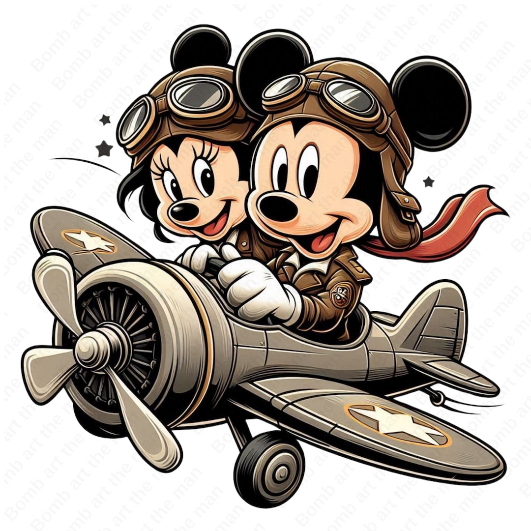 Mickey Mouse and Minnie Mouse Airplane Pillot Clipart, Minnie Mouse Png ...