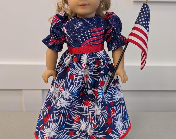 American Girl Doll 4th of July Doll Dress Stars and Stripes Fireworks ...