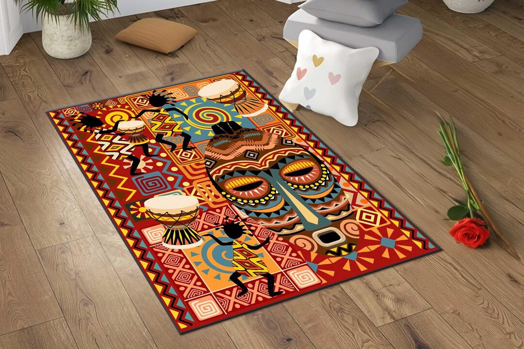African Tribal Art Rug: Afrocentric Safari Runner, Non-slip - Etsy