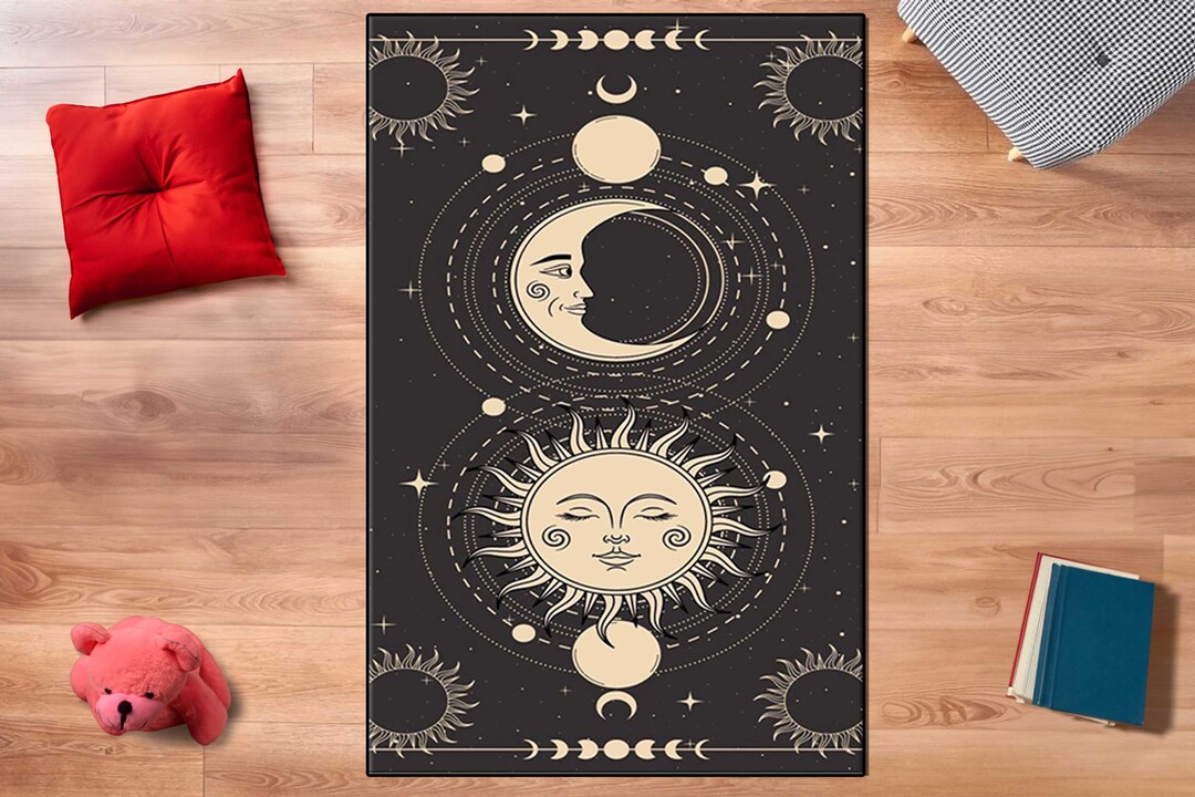 Sun Moon Rug,sun Rug, Moon Rug, Gift Rug, Starry Rug, Mystical Theme ...