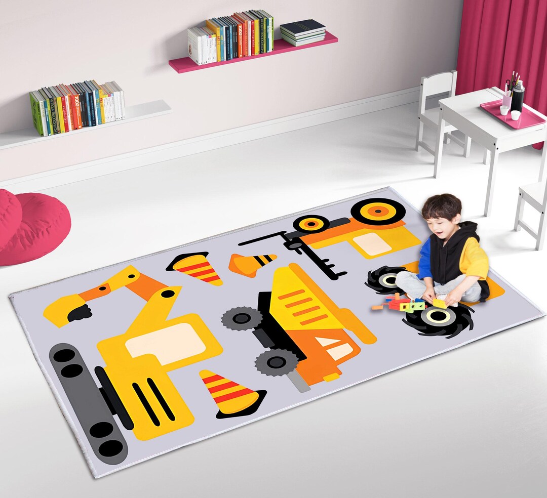 Construction Site Rug: Personalized Kids Room Carpet - Etsy