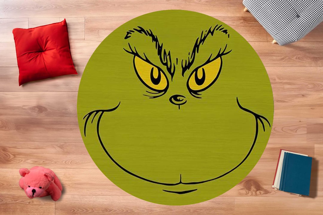 Grinch Face Round Rug - Funny Christmas Holiday Decor - Etsy