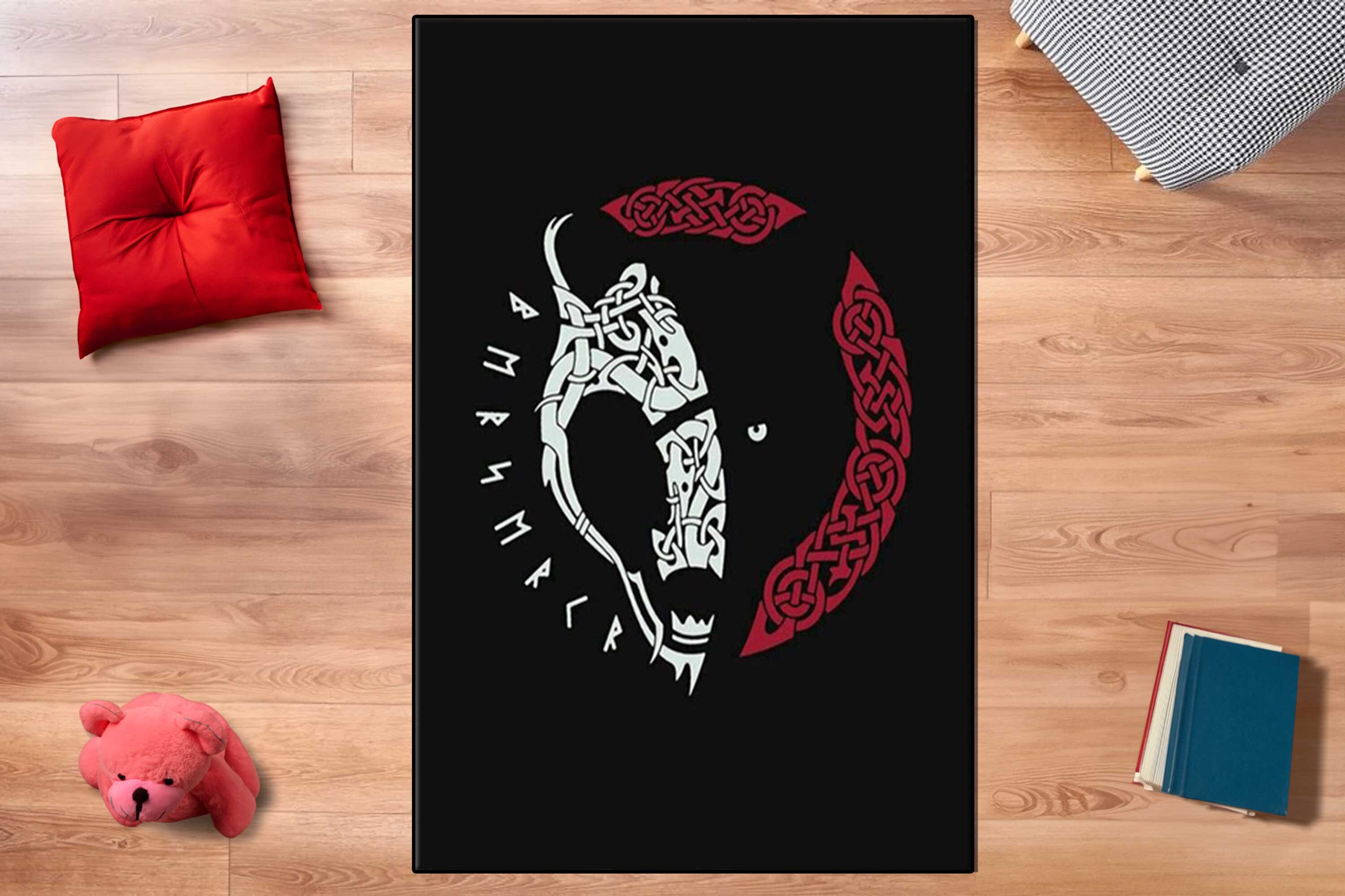 Fenrir Rug, Fenrir Wolf Rug, Viking Rug, Valknut Rug Odin, Viking Room ...