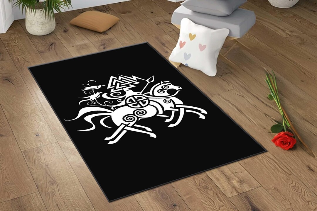 Valknut Rug Odin, Fenrir Rug, Valknut Odin Horse,viking Rug, Viking ...