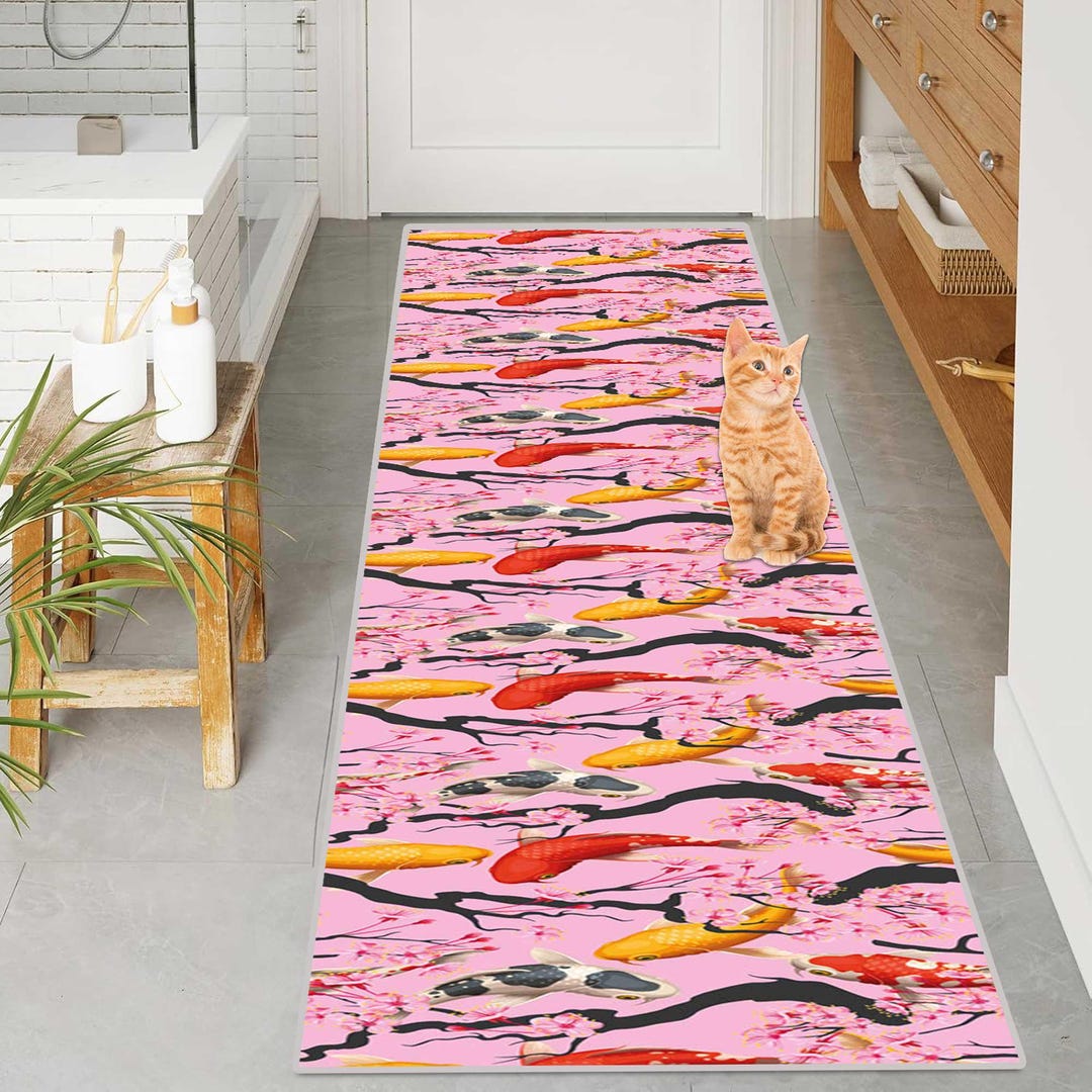 Runner Rug, Koi Fish Runner Rug, Japanese Fish Rug,washable Runner Rug ...