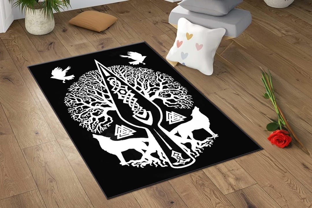 Fenrir Rug, Viking Room Dec, Tree of Life Rug, Valhalla Norse, Norse ...