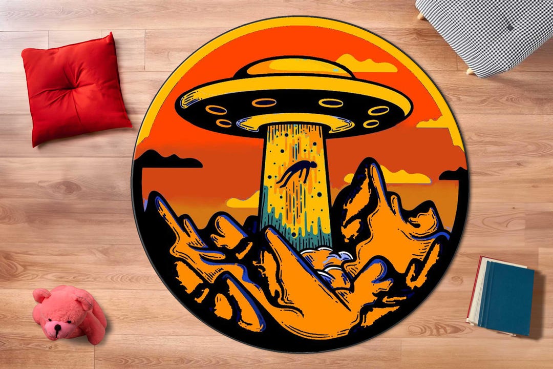 Ufo Rug, Ufo Room Decor, Alien Themed Rug,alien Room Decor, Area 51 ...