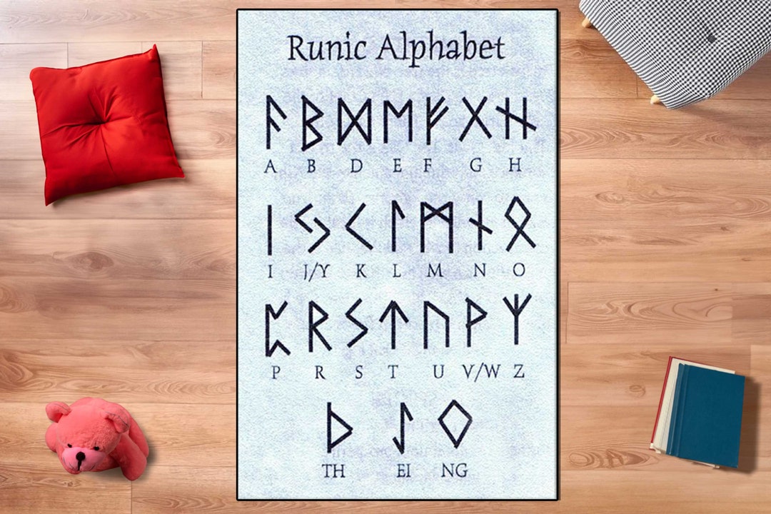 Runic Alphabet Rug, Viking Rug, Fenrir Rug, Odin Rug, Viking Room Decor ...