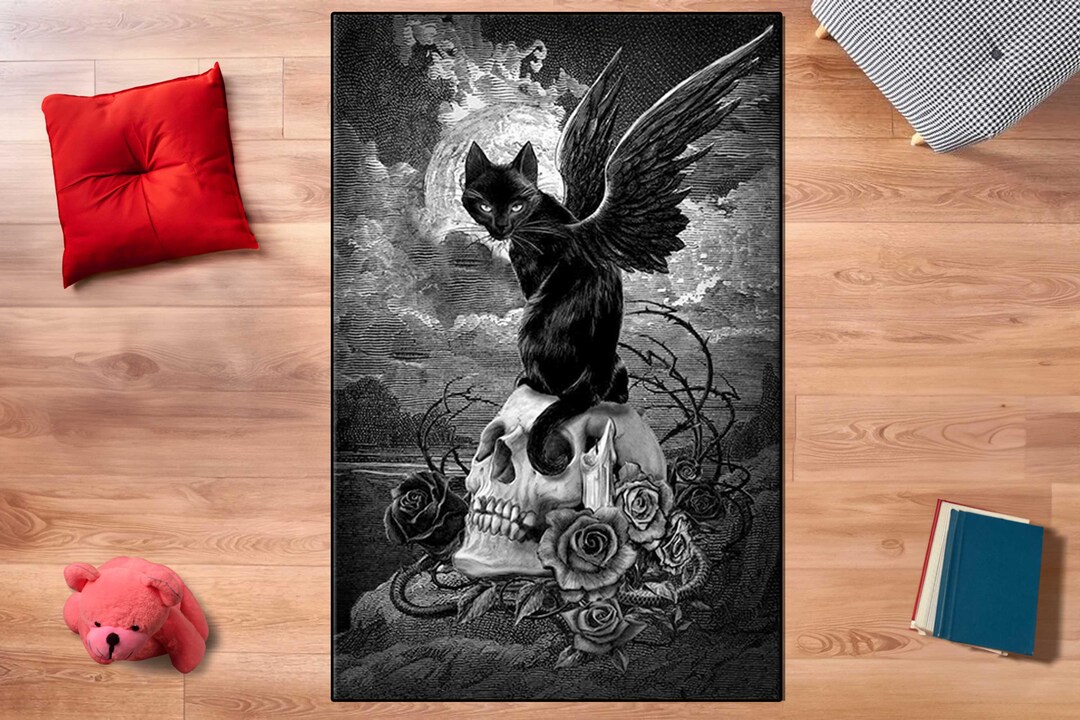 Gothic Black Cat Rug,gothic Raven Rug, Gothic Rug, Gothic Decor,gothic ...
