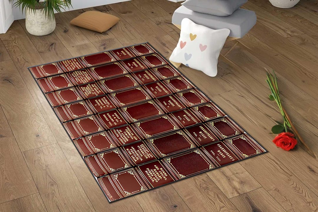 Shakespeare's Works,balzac,victor Hug,stacked Books Rug,library Rug ...