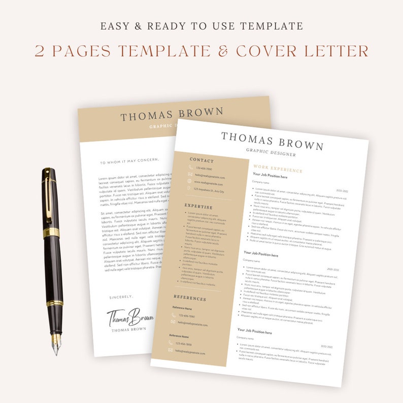 Resume Cover Letter Bundle 2 Pages Professional Editable Canva Google ...