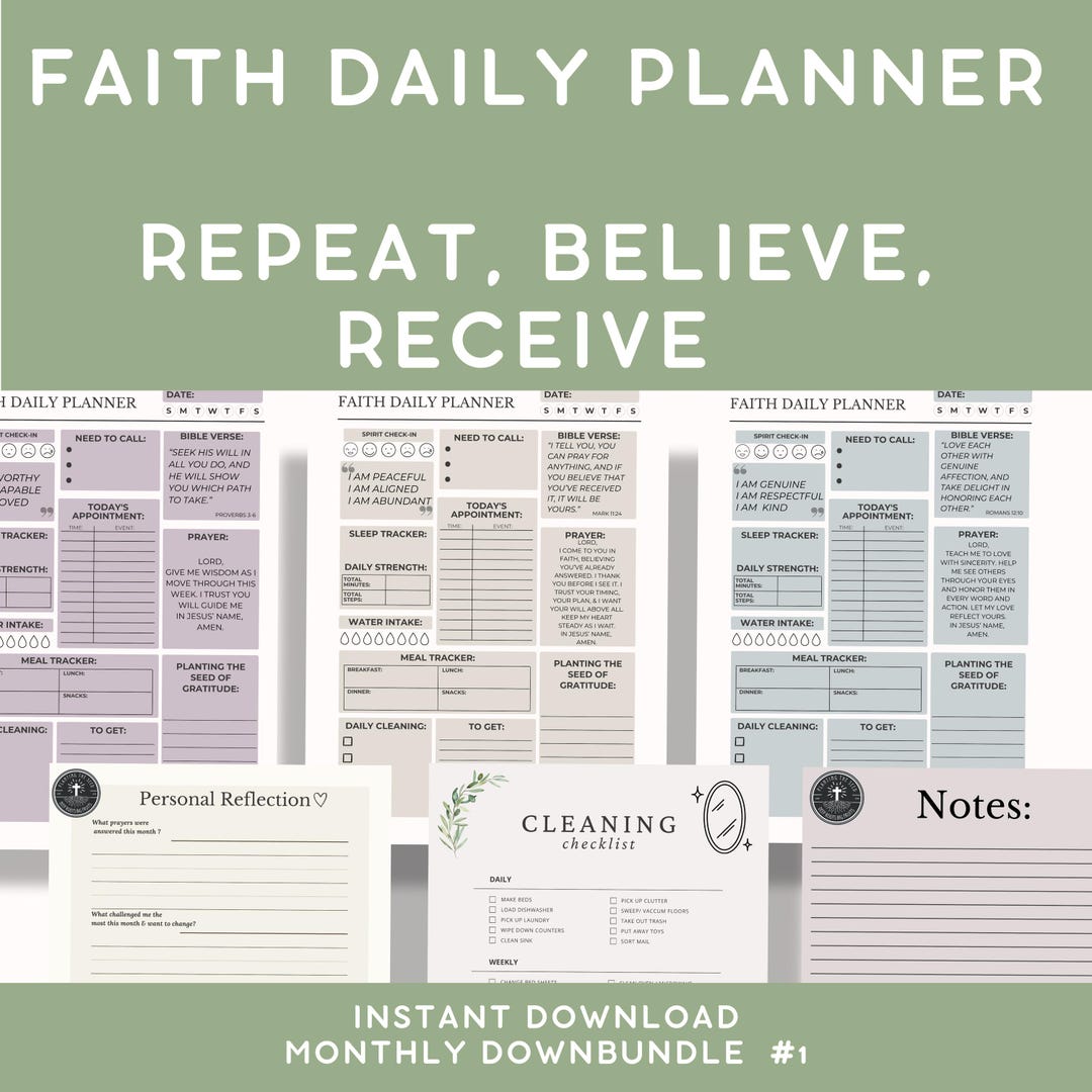 Faith Based Daily Planner PRINTABLE, Learning Scripture, Wellness ...