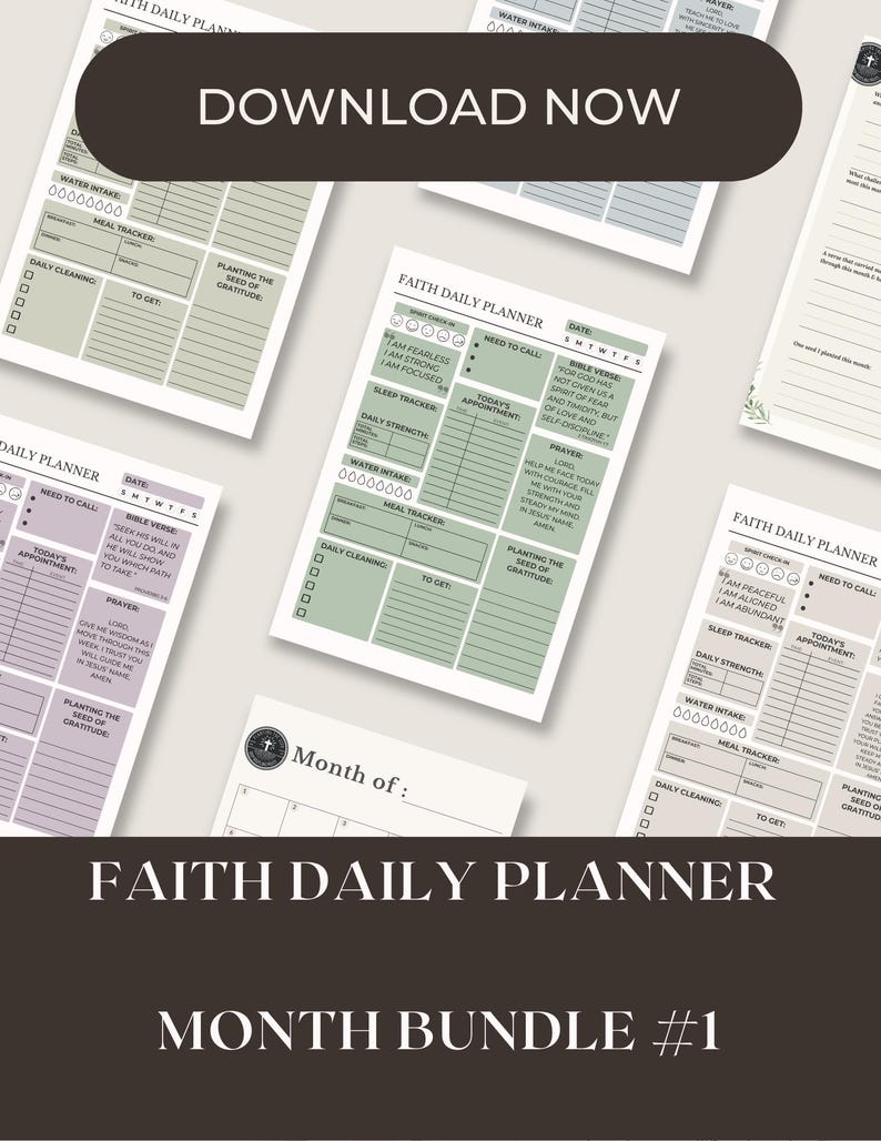Printable Faith Daily Planner Set, Daily Organizer, Christian Bible ...