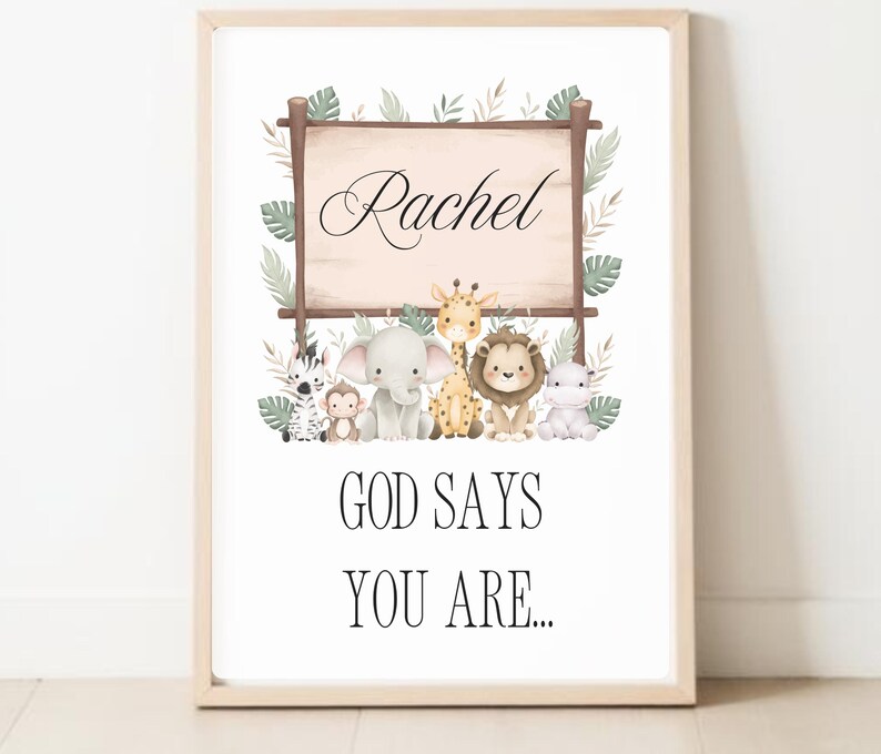Personalized Christian Nursery Decor, Safari Animals, Bible Verse ...