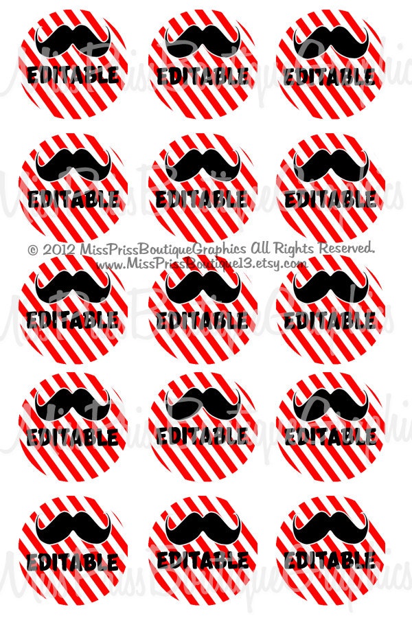 4x6 EDITABLE PDF MUSTACHE Instant Download Striped Mustaches Editable ...