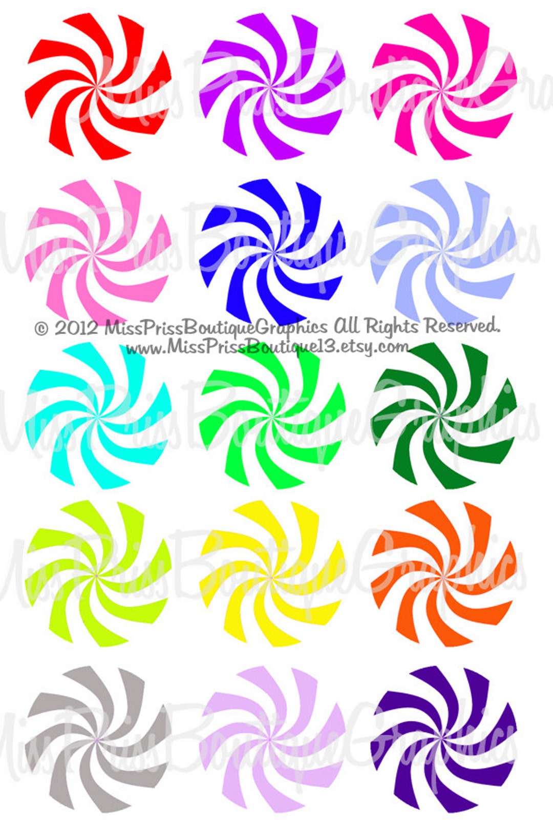 4x6 - COLORFUL PEPPERMINT SWIRLS - Instant Download - Holiday Designs ...